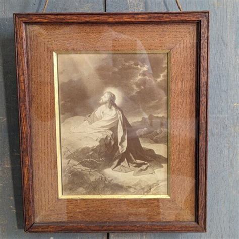 Heavy Black And White Lithograph Of Christ In Gethsemane