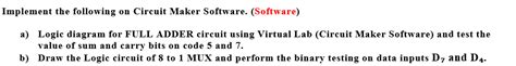 Solved Implement The Following On Circuit Maker Software