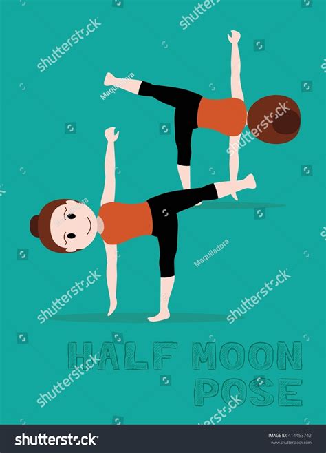 Yoga Half Moon Pose Cartoon Vector Stock Vector Royalty Free