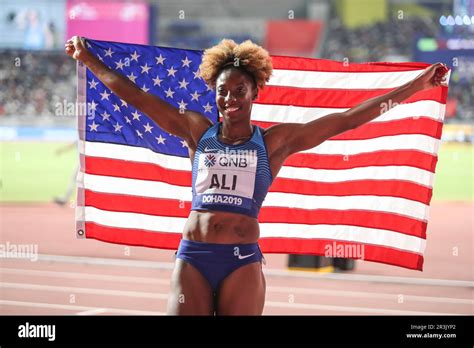 Nia Ali Winning The 100m Hurdles At The 2019 World Athletics