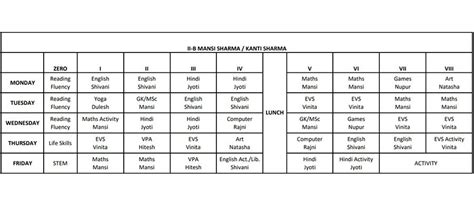 Class Wise School Time Table Kdb Public School Class Wise School Time Table Kdb Public School