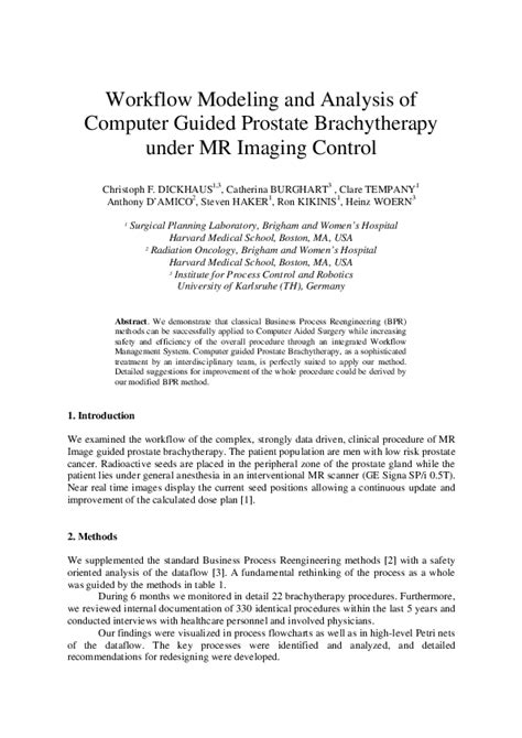 Pdf Workflow Modeling And Analysis Of Computer Guided Prostate