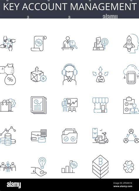 Key Account Management Line Icons Collection Involvement Connection Participation