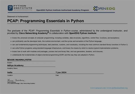Mahima Jyothi Revuri On Linkedin Python Netacad Techinnovation