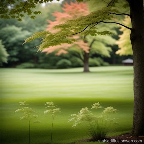 Japanese Forest Grass Yard Surrounding Sugar Maple Stable Diffusion
