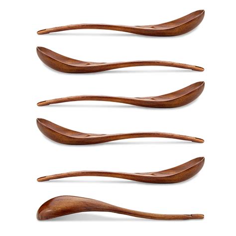AOOSY Wooden Soup Spoons 6 Pieces 7 84 Inches Japanese Ramen Spoons