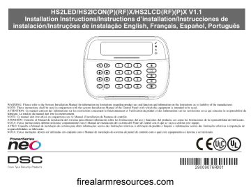 DSC HS2LED Electronic Keypad Instruction Manual Manualzz