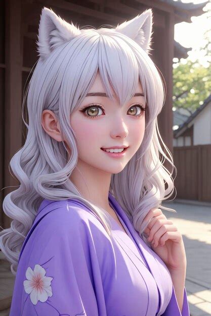 Premium Ai Image A Happy Beautiful Anime Wolf Girl