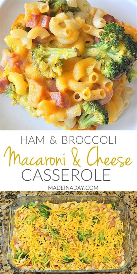 Broccoli Ham Macaroni And Cheese Casserole Made In A Day