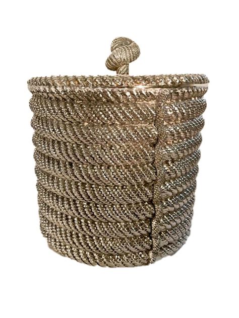 Vintage Silver Plate Ice Bucket Formed As A Coil Of Rope By Valenti And