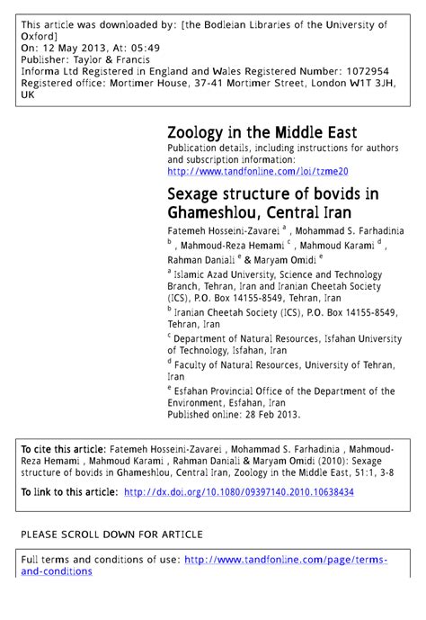 Pdf Sex Age Structure Of Bovids In Ghameshlou Central Iran Mammalia Bovidae