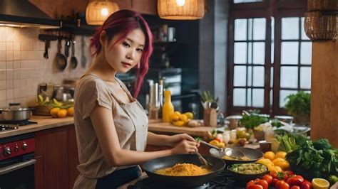 Premium Photo Sexy Asian Woman Cooking Background Very Cool