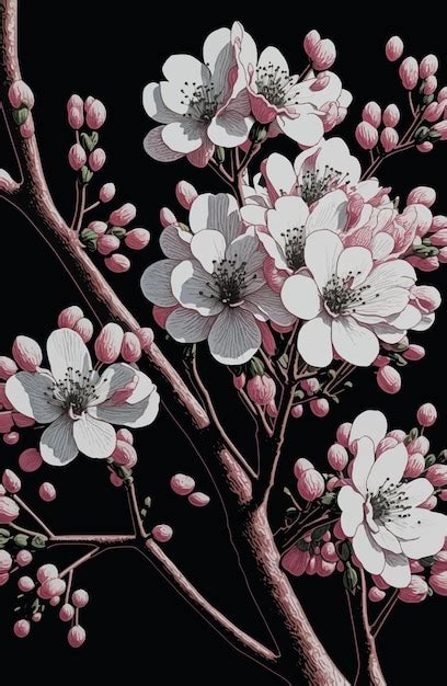 Flor De Cereja Vetor Premium