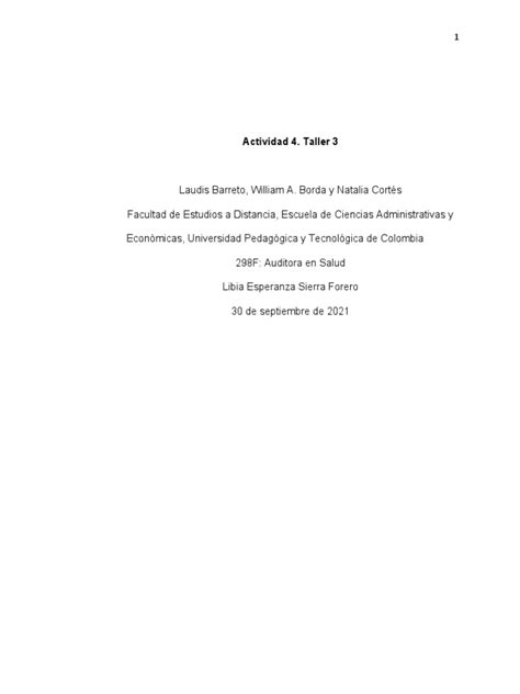 Barreto Laudis Actividad 4 Pdf Seguridad Del Paciente Hospital