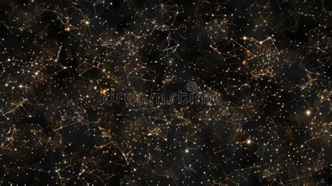 Golden Network Structure On Dark Background Abstract Plexus Design Stock Illustration
