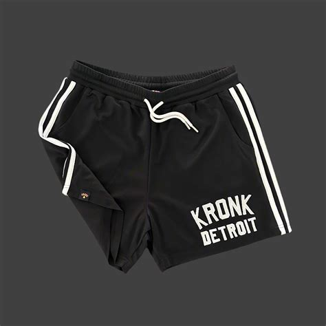 Kronk Iconic Detroit Applique Lined Shorts Black And White Kronk Boxing