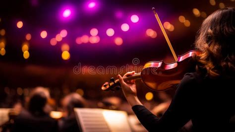 Violinist Plays Passionately With Focus On Instrument Under Soft Purple