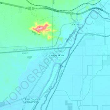 Mapa Topográfico Los Algodones Altitude Relevo