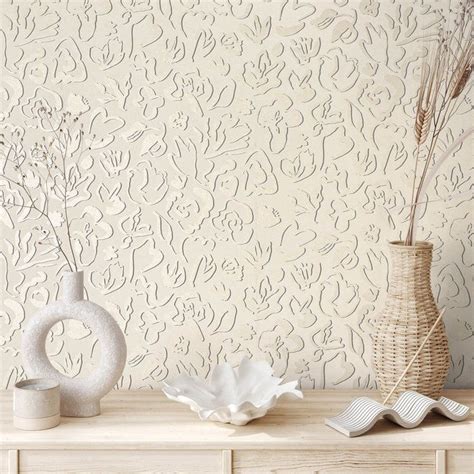 Fiore Operatic Flowers Wallpaper In Sesame