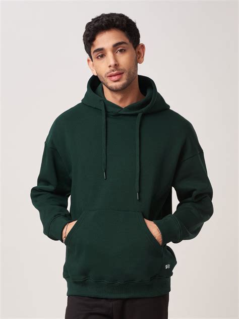 Buy Solids Emerald Green Men Oversized Hoodies Online