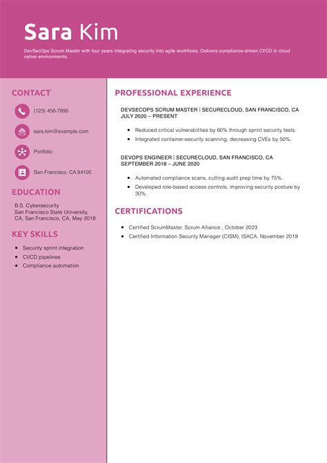 Best Scrum Master Resume Examples And Templates For 2025