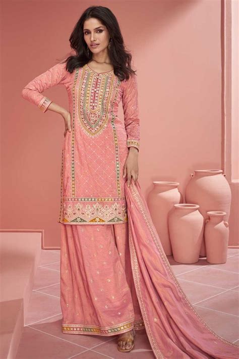 Vartika Singh Febulous Peach Color Readymade Palazzo Suit Peach
