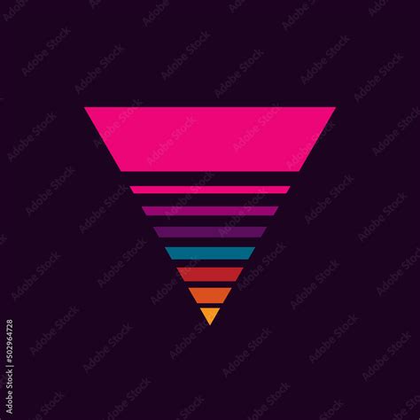 Vintage Triangular Sunset In The Style Of The 80s Vector Background A