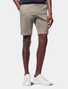 Mens Dusty Olive Garment Dyed Cotton Stretch Chino Shorts Hawes And Curtis