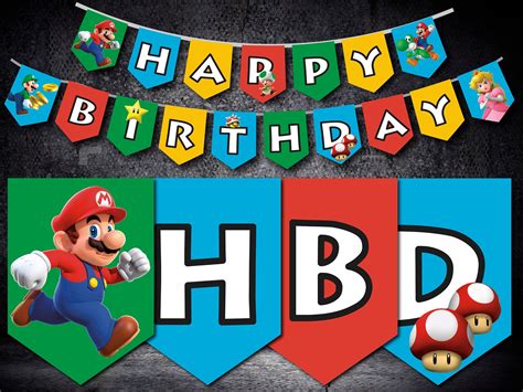Super Mario Birthday Banner