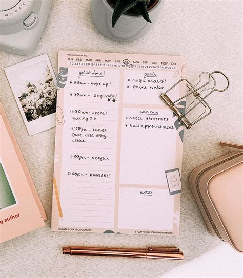 Elizabethsartbook Productivity Daily Notepad Organisation Planner