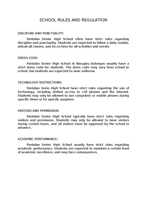 School Rules And Regulation School Rules And Regulation Discipline