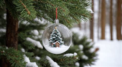 A Christmas Ornament With A Tree Inside A Glass Ball Stock Illustration