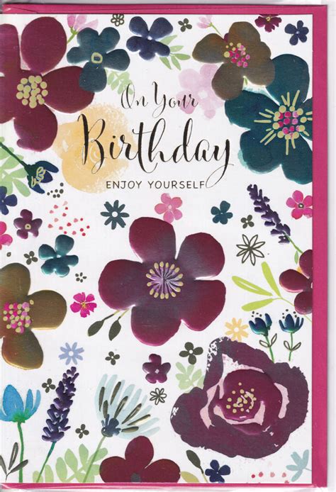 Flowers On Your Birthday Enjoy Yourself Card Simon Elvin All
