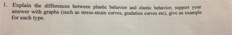 Solved 1 Explain The Differences Between Plastic Behavior