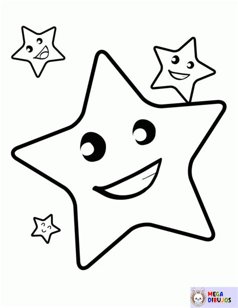 Dibujo Para Colorear Estrellas Sonrientes Mega Dibujos