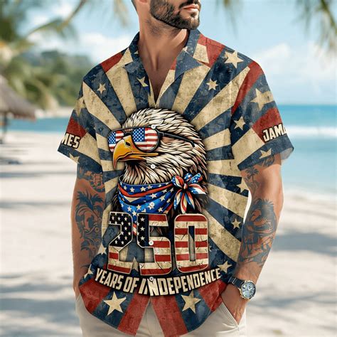 Custom Name America 250th Anniversary 17762026 Hawaiian Shirt Unisex