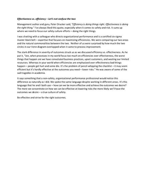 Effectiveness Vs Efficiency The Importance Of Doing The Right Thing