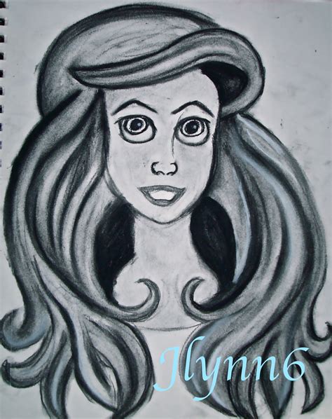 Ariel Charcoal Drawing Disney Princess Fan Art 27247626 Fanpop