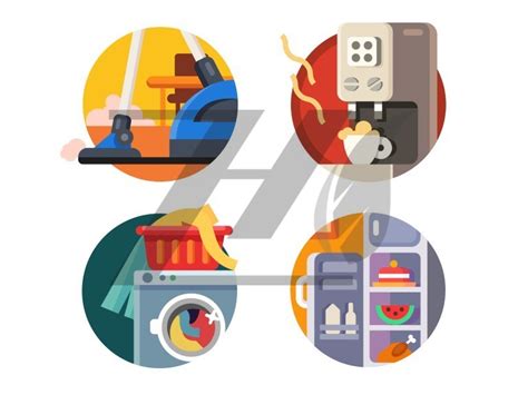 دانلود مجموعه لوازم خانگی با پس زمینه دایره ای دانلود رایگان فایل لایه باز، Psd، وکتور، لوگو و