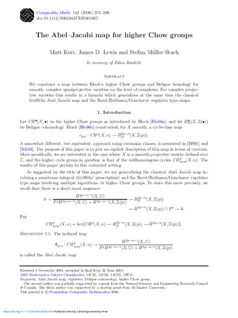 Pdf The Abel Jacobi Map For Higher Chow Groups Matt Kerr