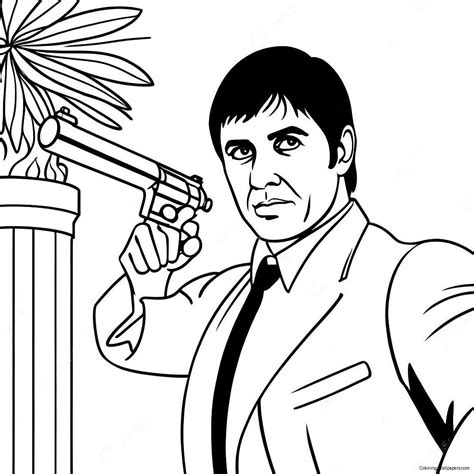 Scarface With Gun Coloring Page 34544 27311