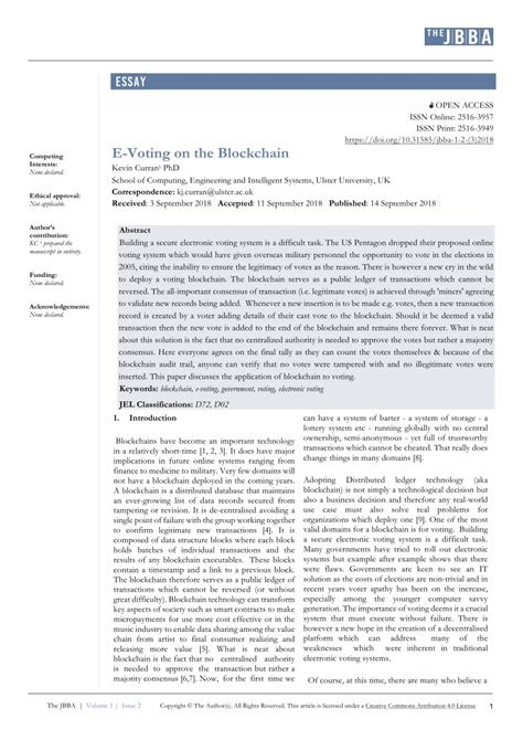 Pdf E Voting On The Blockchain