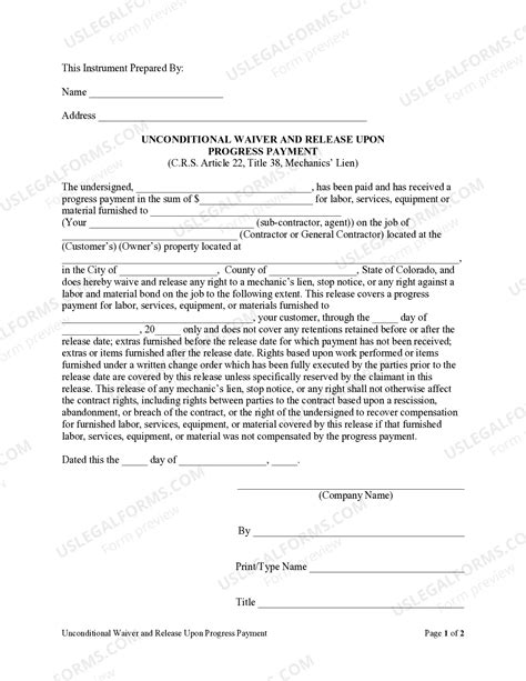 Unconditional Waiver And Release On Final Payment Form Us Legal Forms