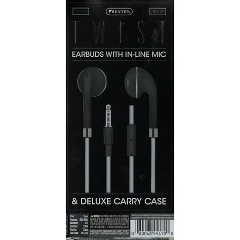 Sentry Twist Earbuds Inline Mic 35mm Aux Connector And Carrying Case