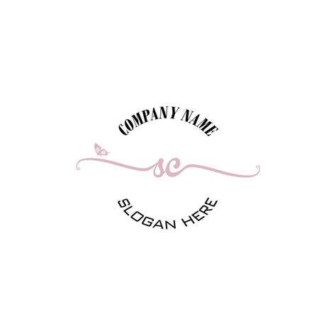 Sc Initial Logo Monogram Butterfly Handwriting Signature 34373923