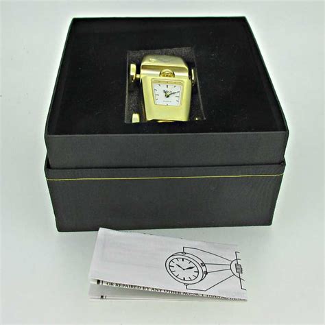 Elgin Gold Tone Quartz Car Desk Clock With Original B… Gem