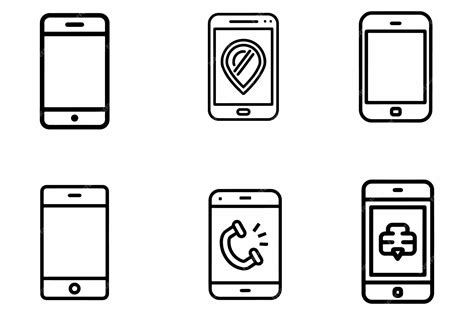 Premium Vector Set Of Mobile Phone Outline Vector Illustration On