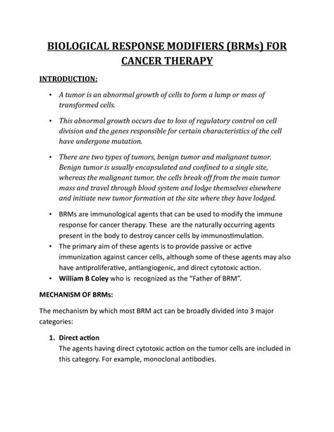Biological Response Modifiers 1 Biological Response Modifiers Brms