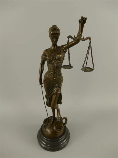 Bronze Figure Justitia Sculpture On Marble Base Signed Figure Etsy