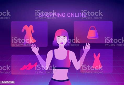 온라인 쇼핑 컨셉 모바일 주문 쇼핑 벡터 일러스트레이션을 사용하는 여성 개념에 대한 스톡 벡터 아트 및 기타 이미지 개념